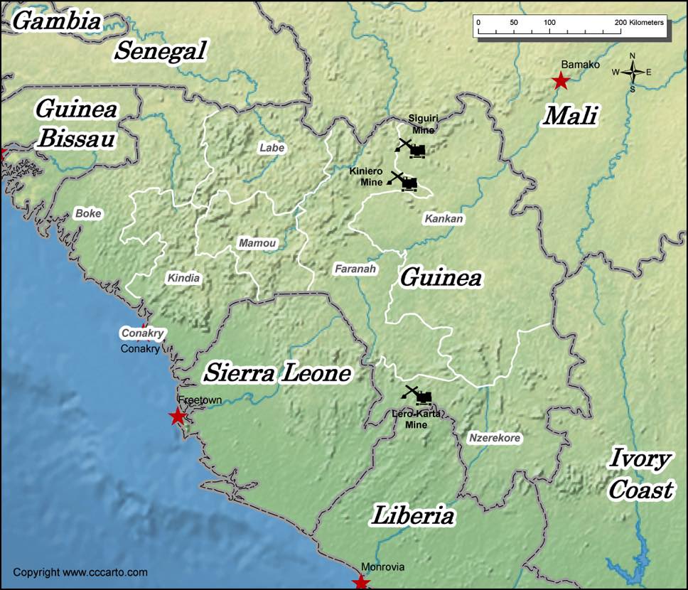Guinea Gold Mines Map | Guinea Gold Mining History
