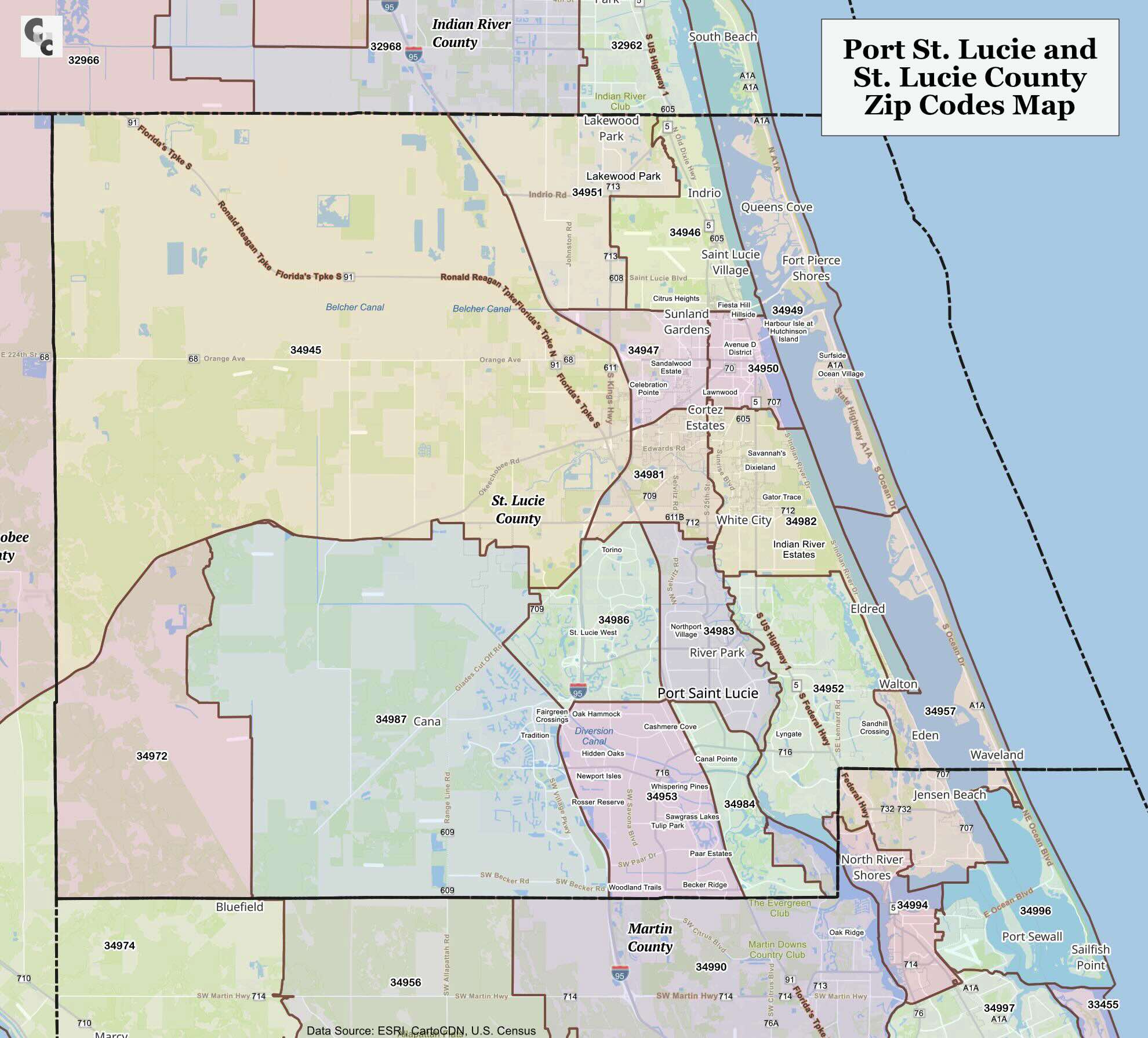 Port St. Lucie & St. Lucie County, Florida ZIP Codes — Map & List