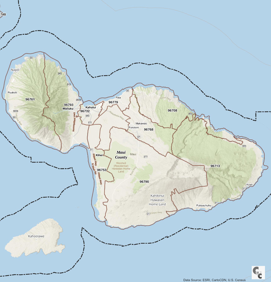 Kahului ZIP Codes Map — Maui County ZIP Codes Map (Hawaii)