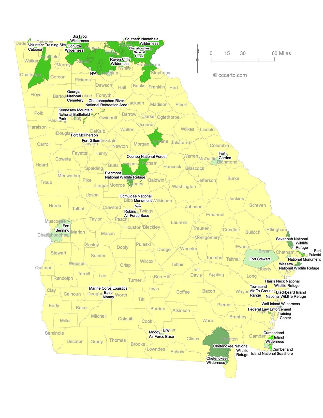 Georgia Map Collection | Shaded Relief, Counties & Cities