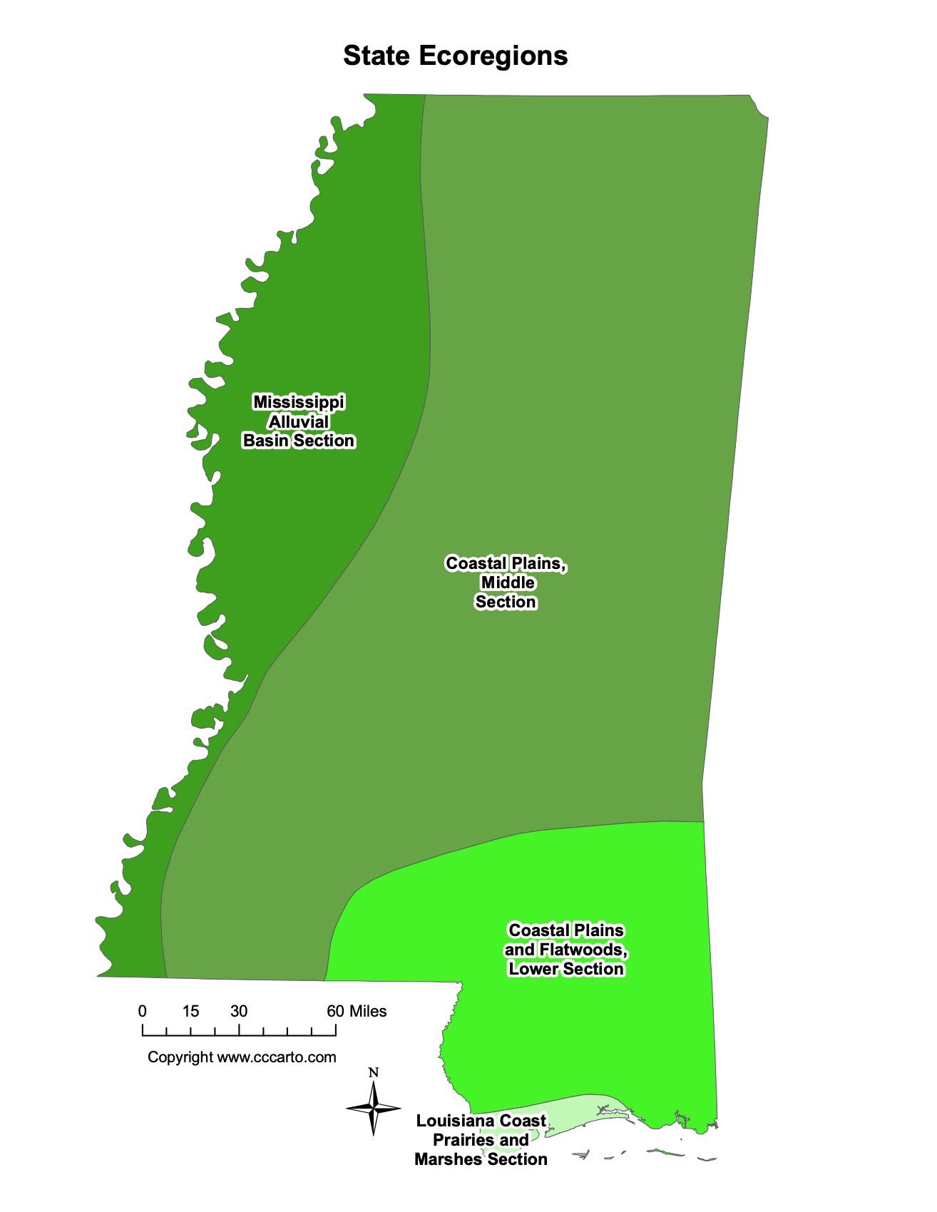 Mississippi State Maps: Counties, Cities, Federal Lands, and Ecoregions