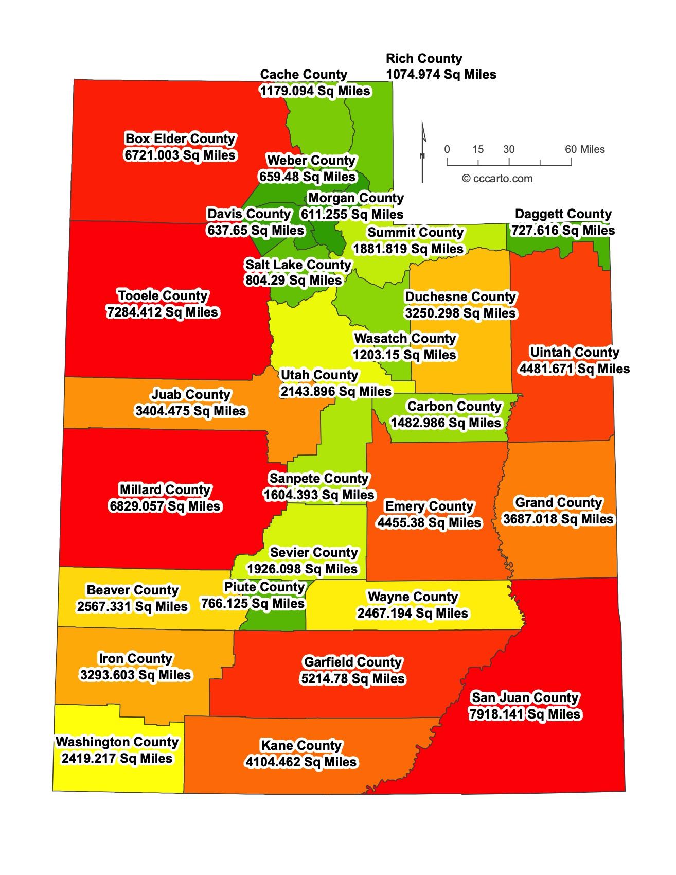 Printable Utah State Maps: Counties (All 29 Counties) | CCCarto