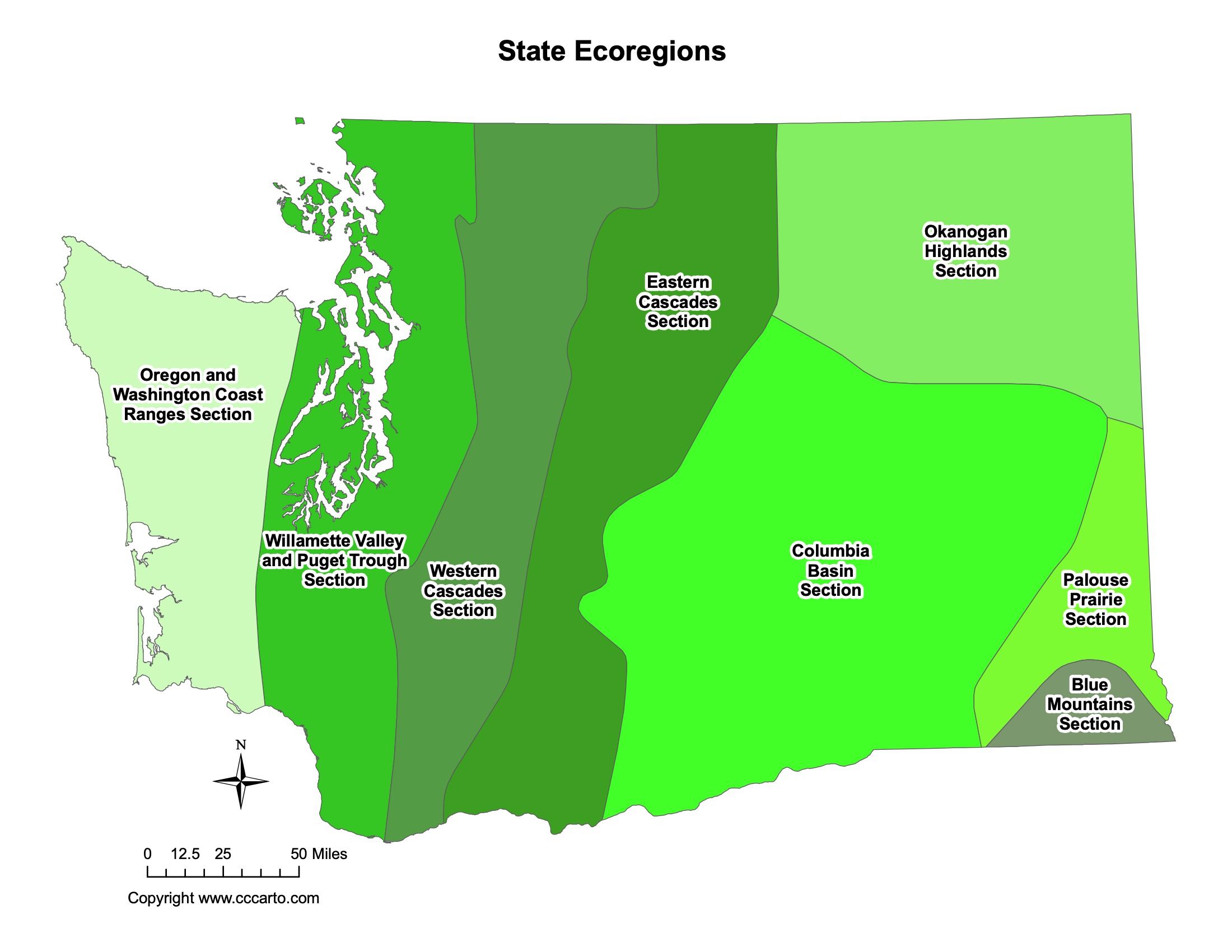 Washington State Maps: Counties, Cities, Federal Lands, and Ecoregions
